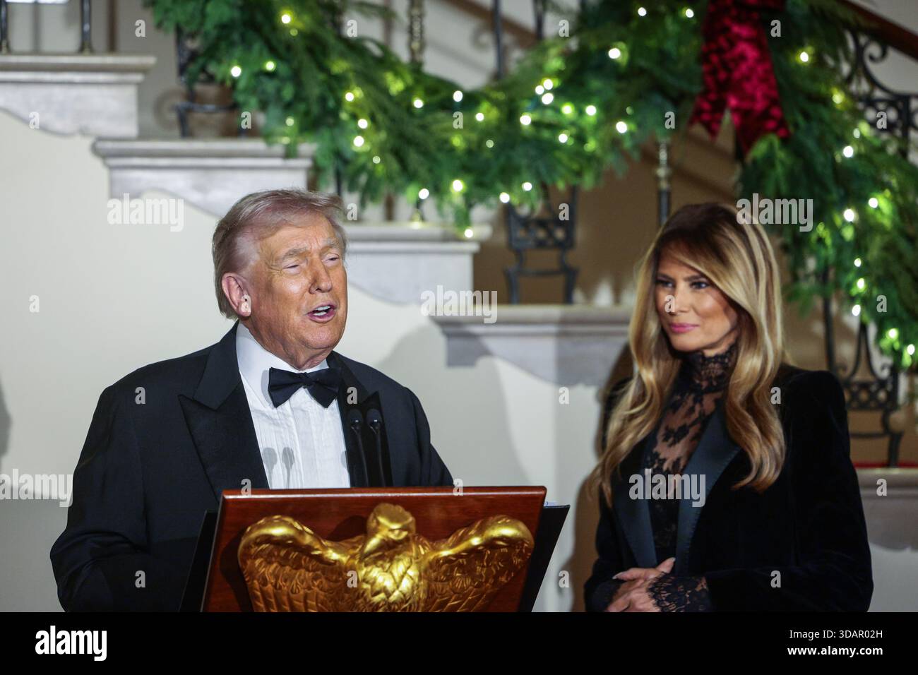US President Donald J. Trump (L) and First Lady Melania Trump (R ...