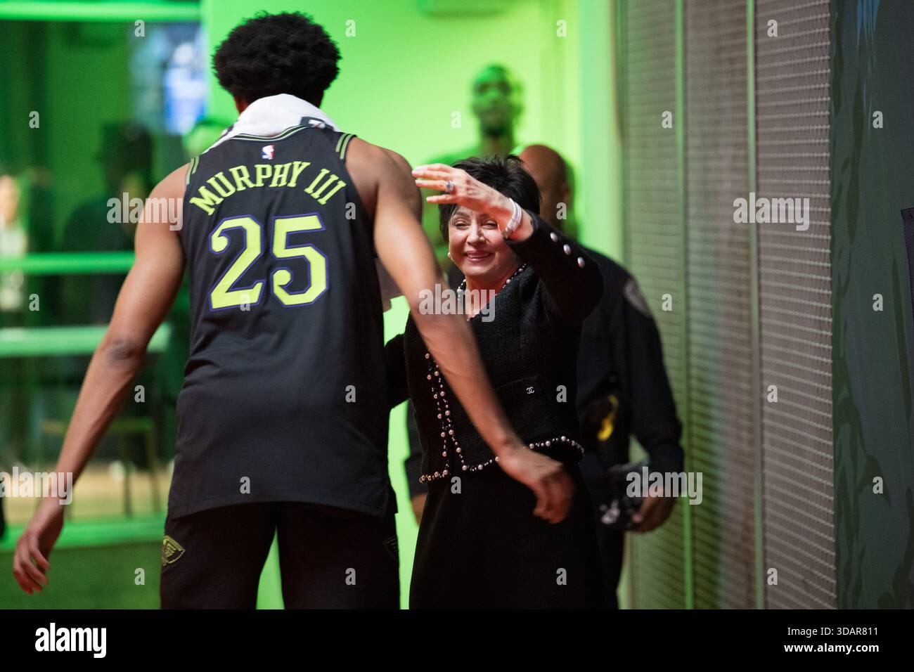New Orleans Pelicans owner Gayle Benson hugs forward Trey Murphy III ...