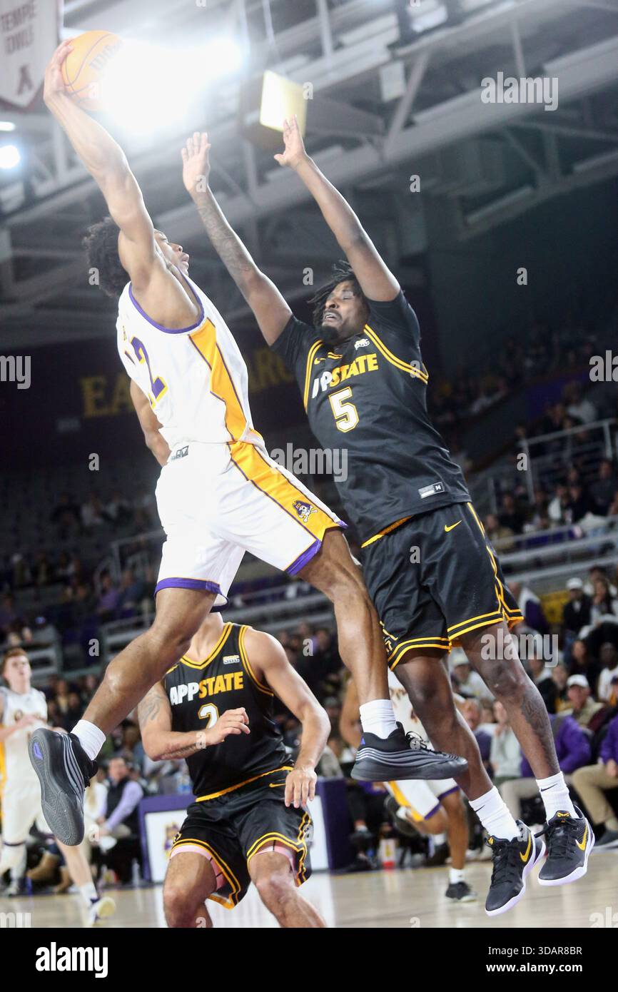 East Carolina guard Jordan Riley (12) takes a shot over Appalachian ...