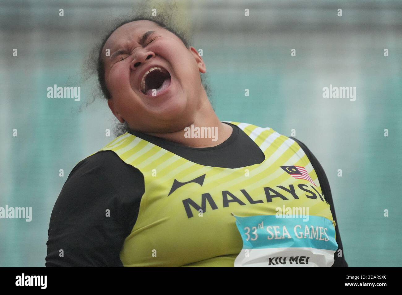 Malaysia's Grace Xiu Mei Wong reacts during the women's hammer throw ...