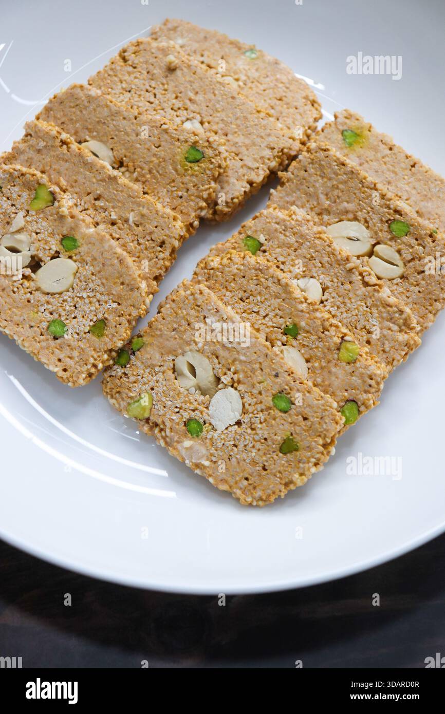 Til gajak, a traditional Indian winter sweet made with sesame seeds ...