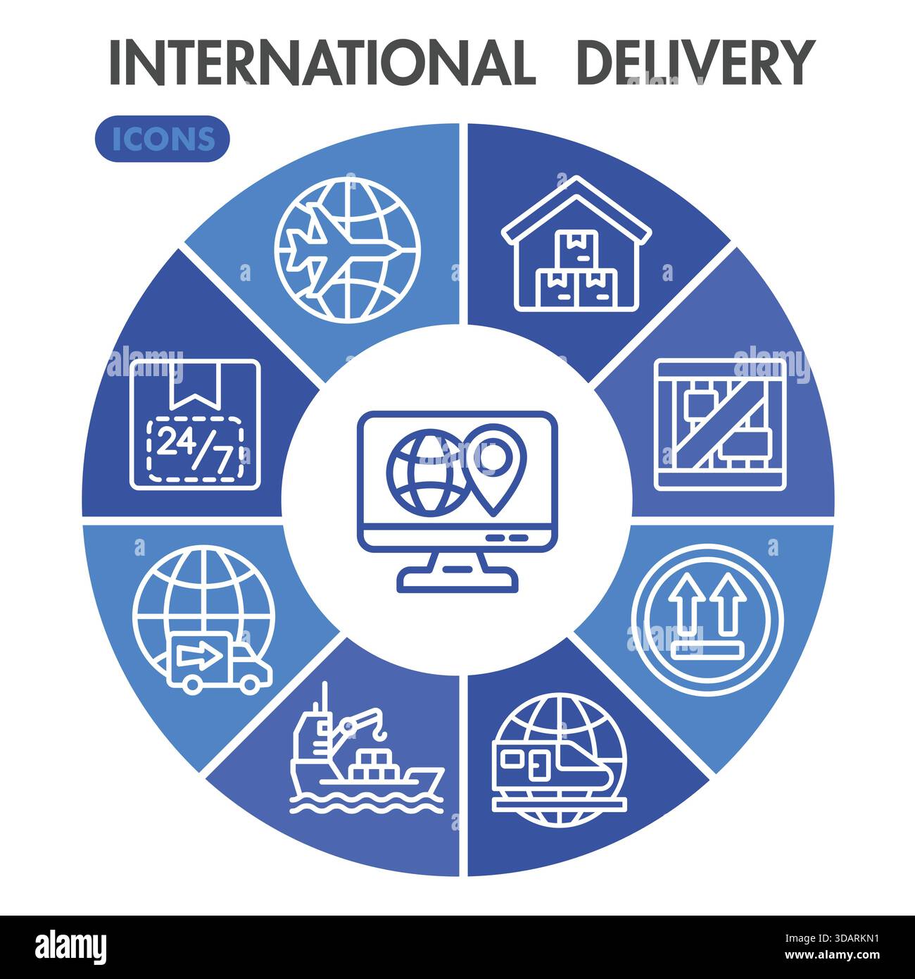 Shipping line icons signs Cut Out Stock Images & Pictures - Alamy