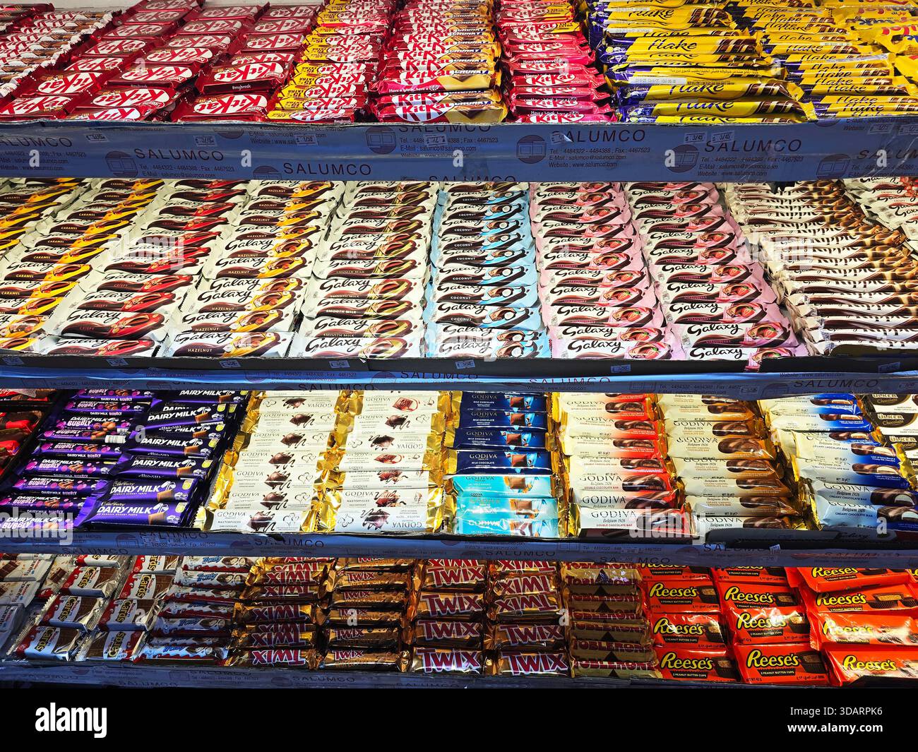 Chocolate bars kept refrigerated in a supermarket in Riyadh, Saudi ...