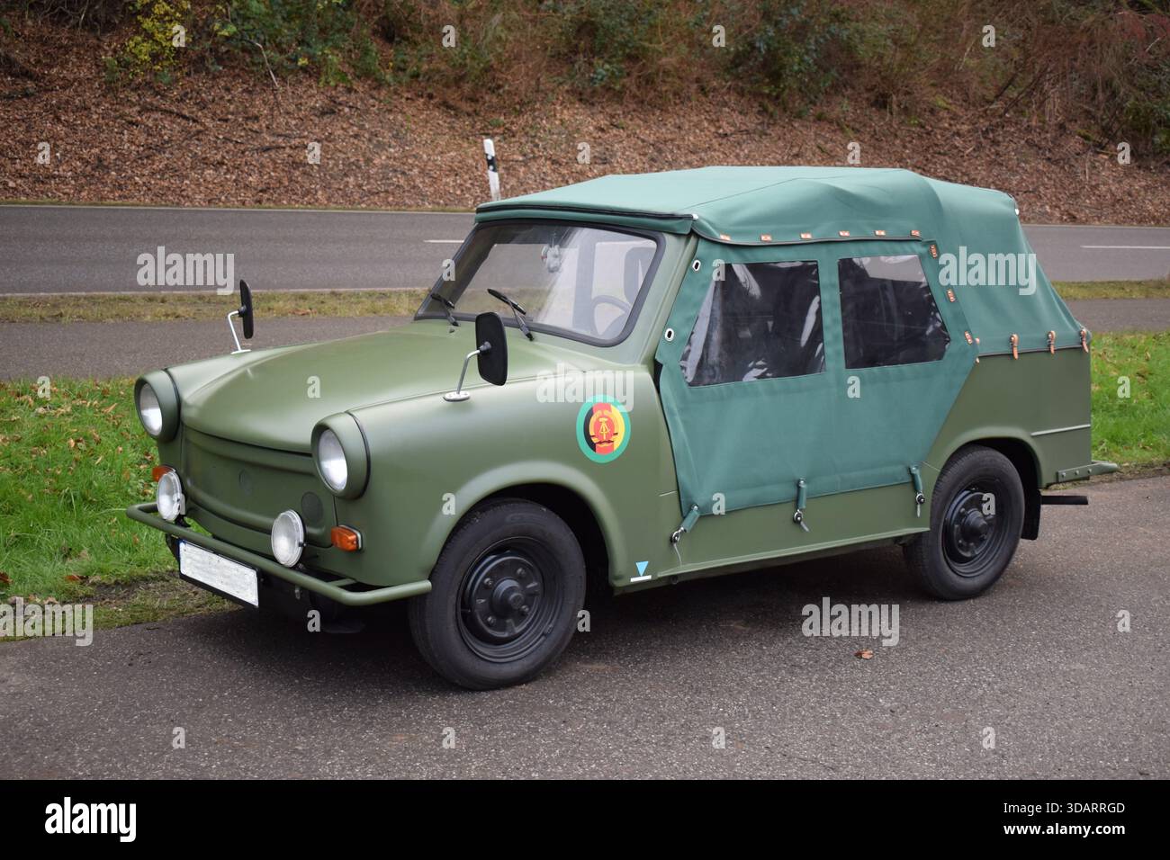 East German military vehicle, Trabant army version with a soft top and ...