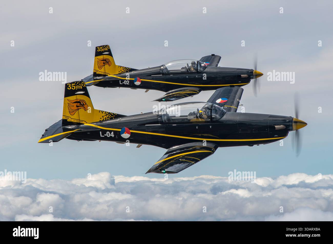 Royal Netherlands Air Force Pilatus PC-7 aircraft L-02 and L-04 are ...