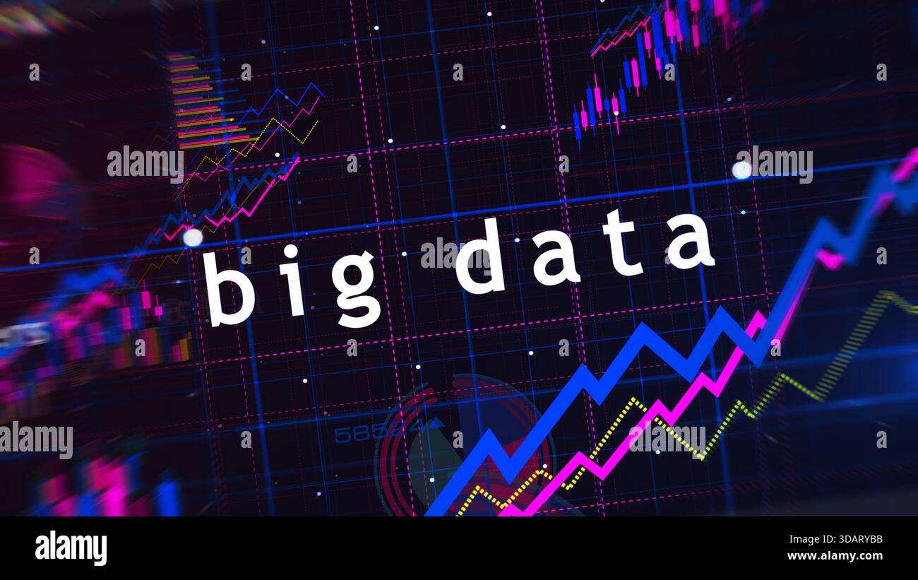Big data digital technology charts and graphs diagram concept 3d ...