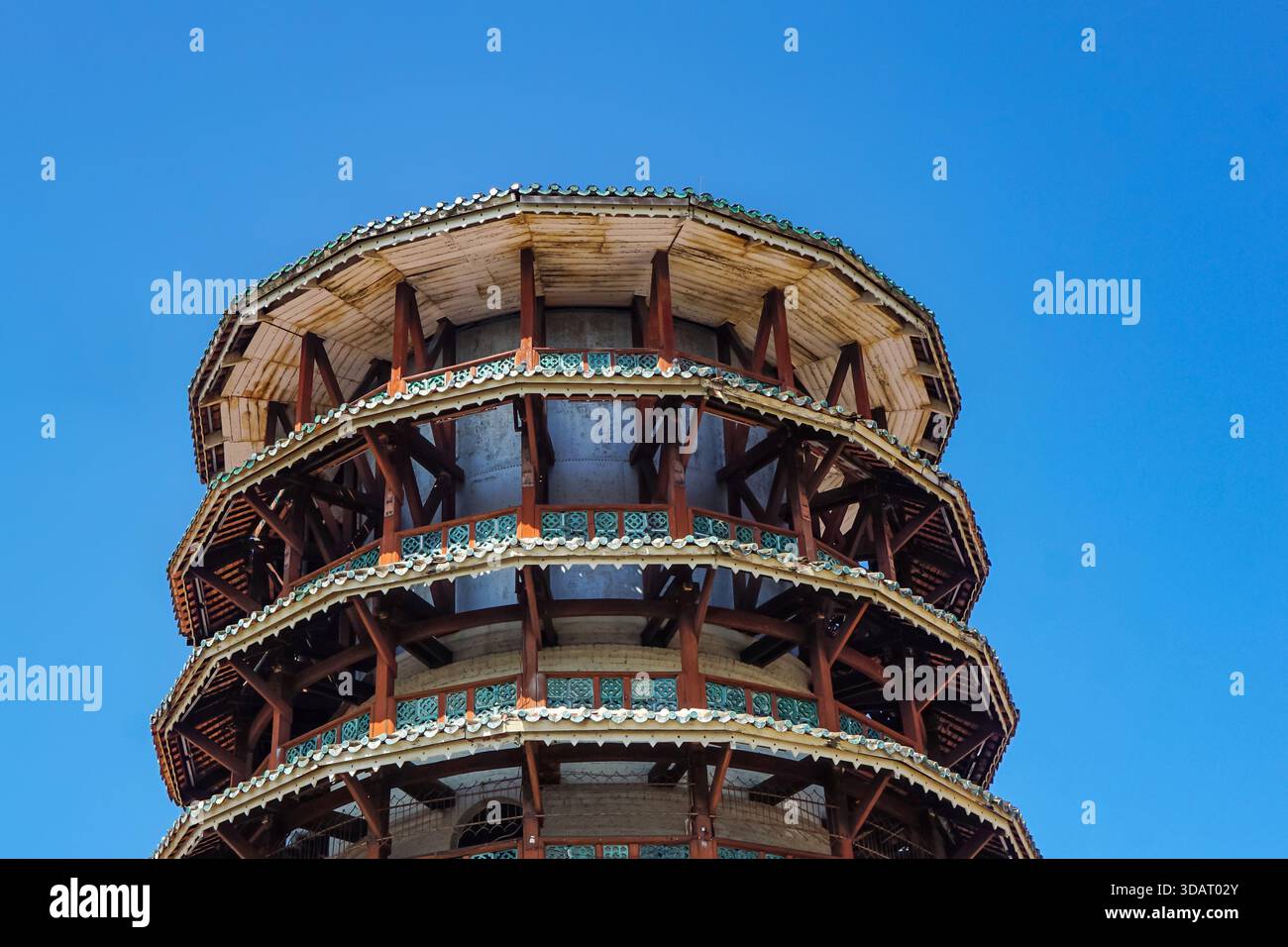 Close up of the top of Menara Condong Teluk Intan, a historic leaning ...