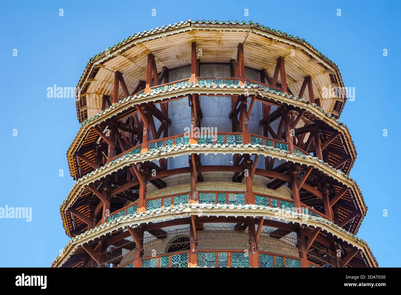 Close up of the top of Menara Condong Teluk Intan, a historic leaning ...