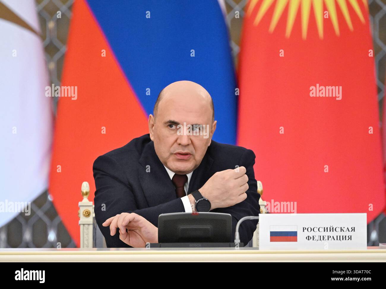 Russian Prime Minister Mikhail Mishustin at the meeting. Credit: Igor ...