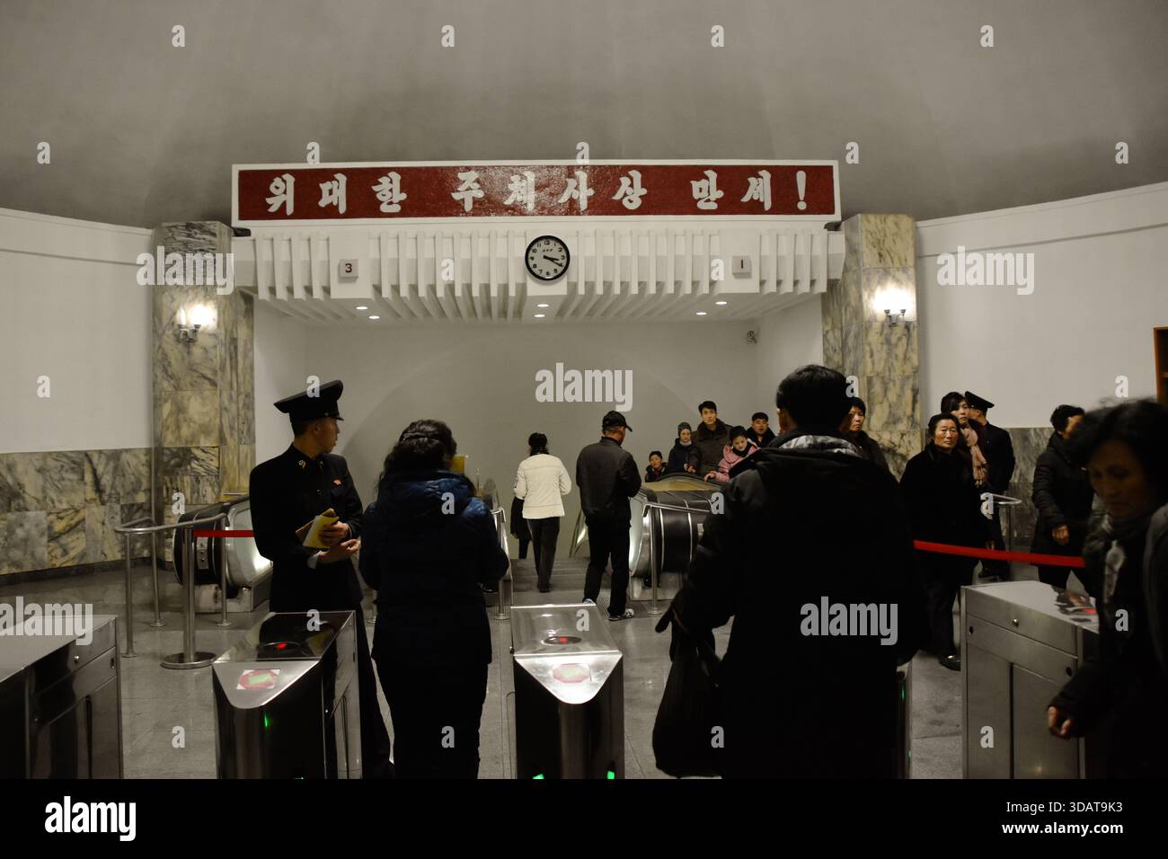 The underground subway train system in Pyongyang, North Korea Stock ...