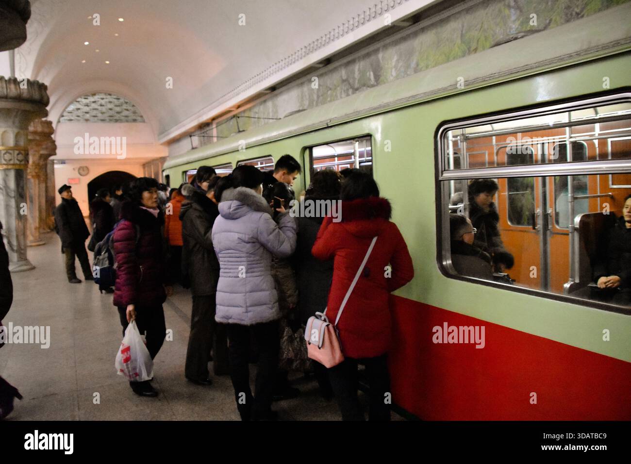 The underground subway train system in Pyongyang, North Korea Stock ...