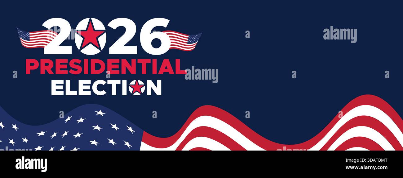 Eye catching 2026 Presidential Election banner featuring wavy red lines ...
