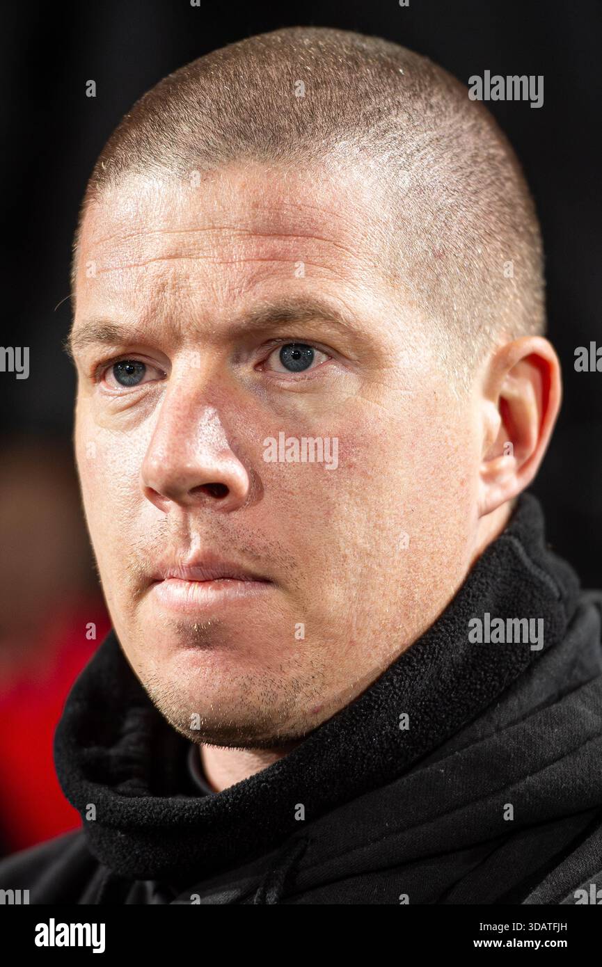 Herning, Denmark. 11th, December 2025. Head coach Mike Tullberg of FC ...
