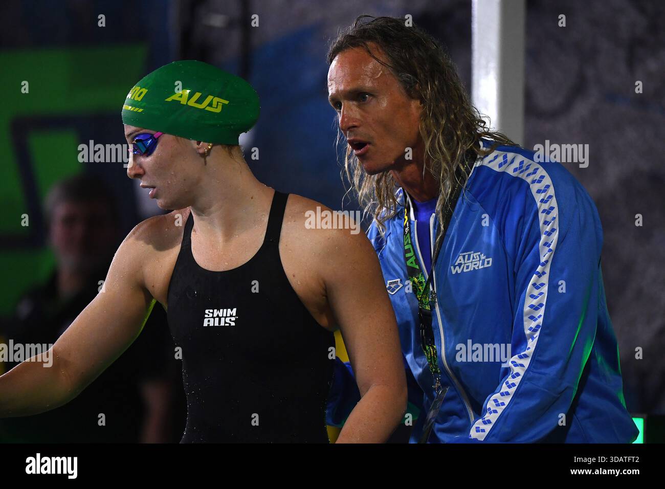 Mollie O'Callaghan of Australia talks to coach Dean Boxall, during the ...