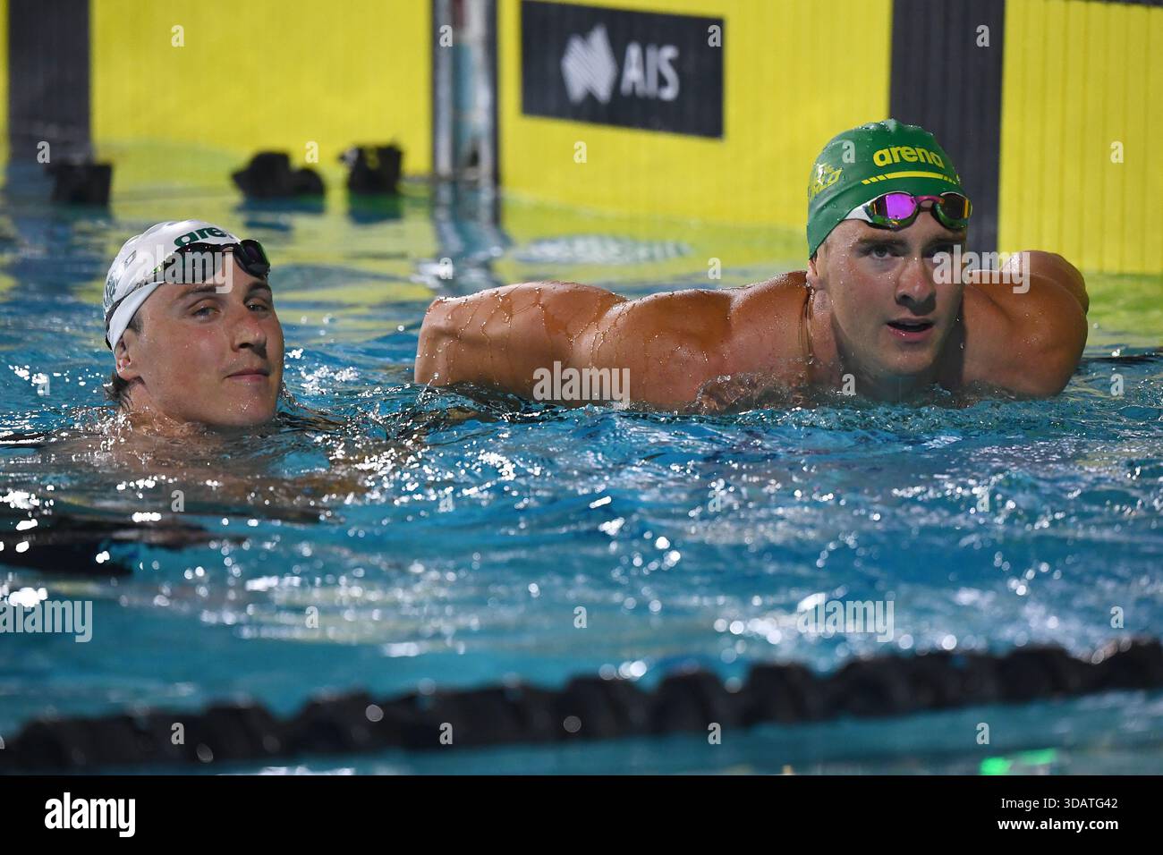 Cameron McEvoy and Jamie Jack of Australia look on after the mens 25m ...