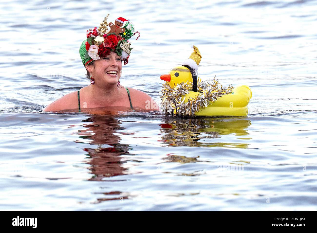 Alice Goodridge, a member of the Loch Insh Dippers wild swim group ...