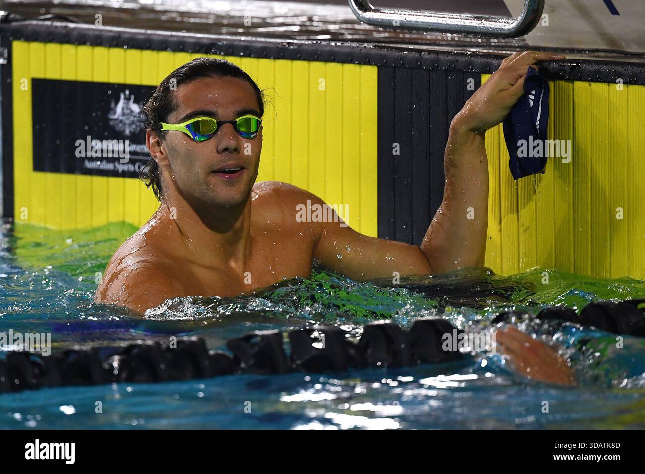 Thomas Ceccon of Italy reacts after the mens 25m backstroke skins event ...