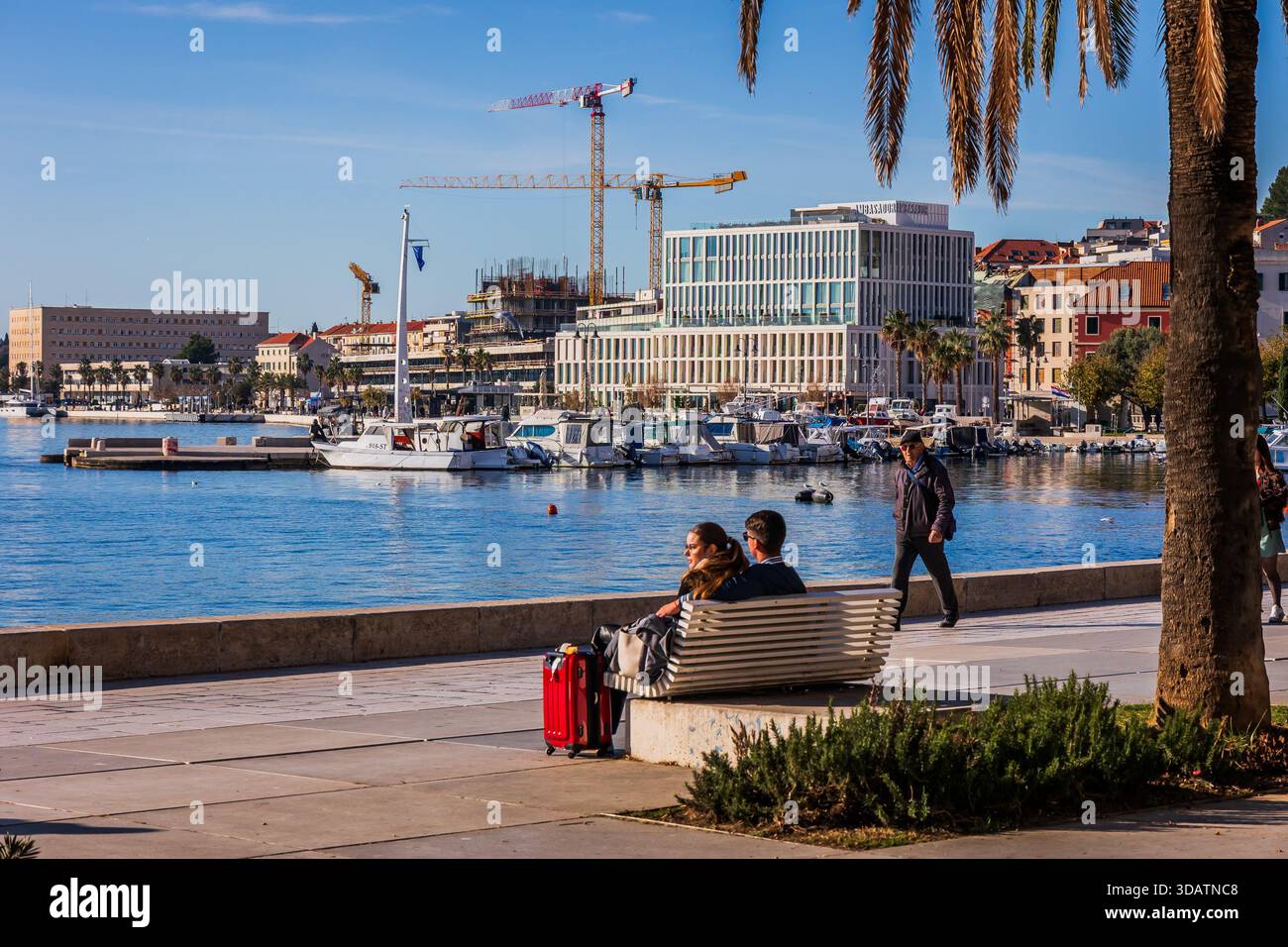 With beautiful weather, the sun emerged and illuminated Split's Riva ...