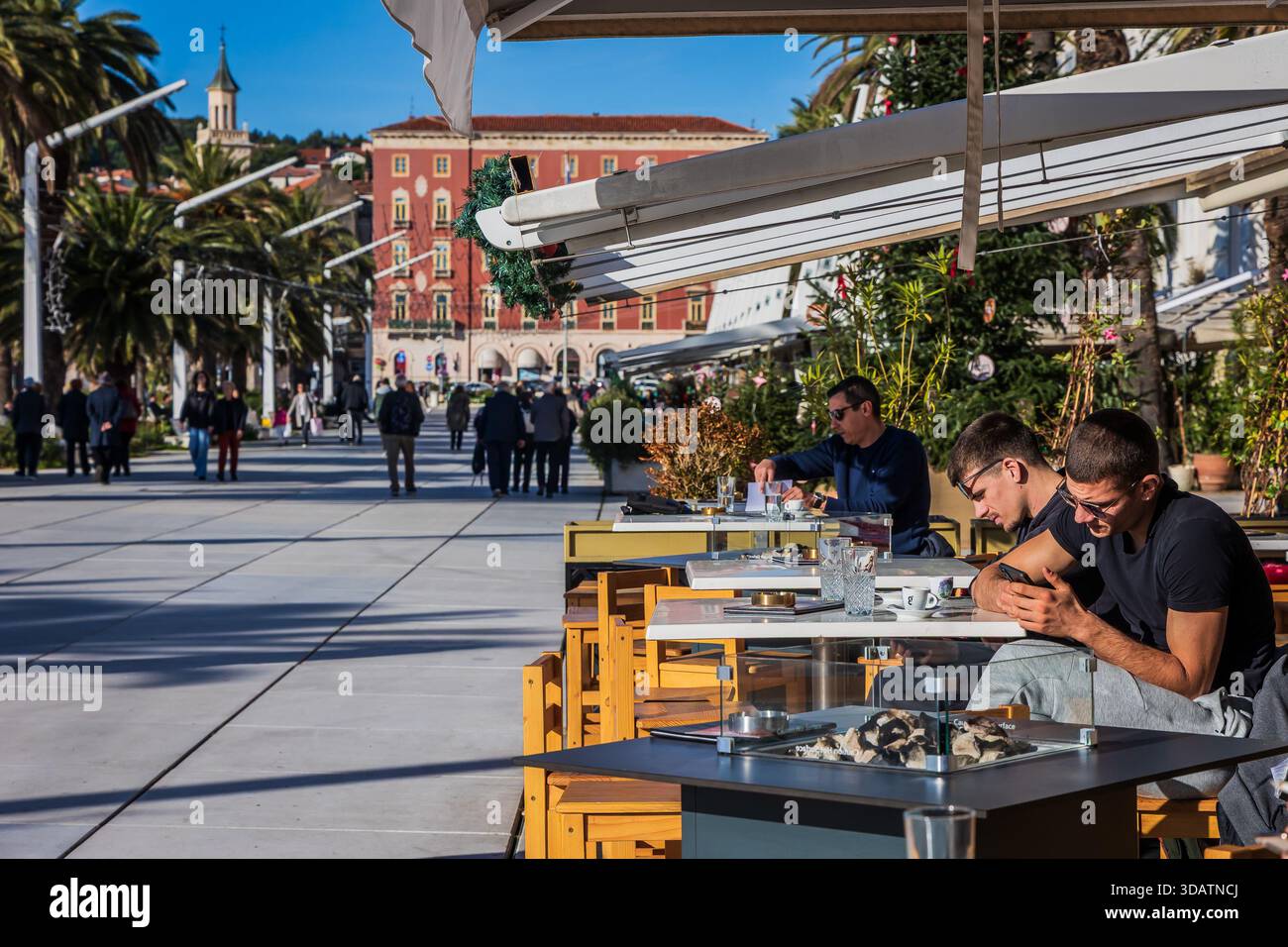 With beautiful weather, the sun emerged and illuminated Split's Riva ...