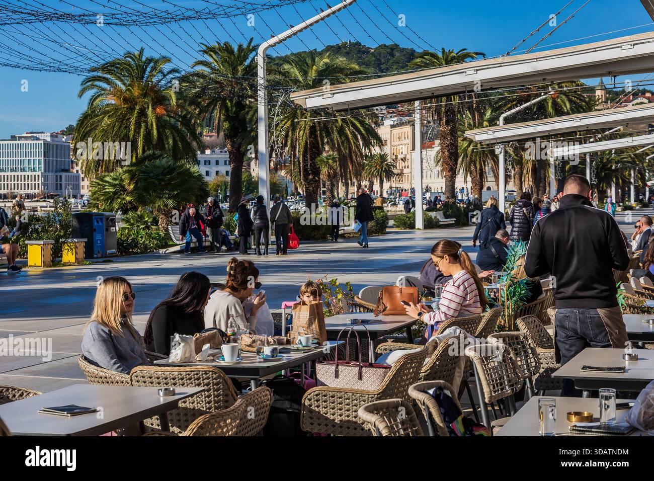 With beautiful weather, the sun emerged and illuminated Split's Riva ...