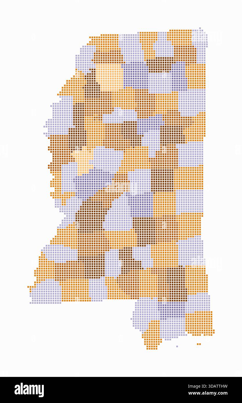 Mississippi dotted map. Digital style map of the state on a white ...