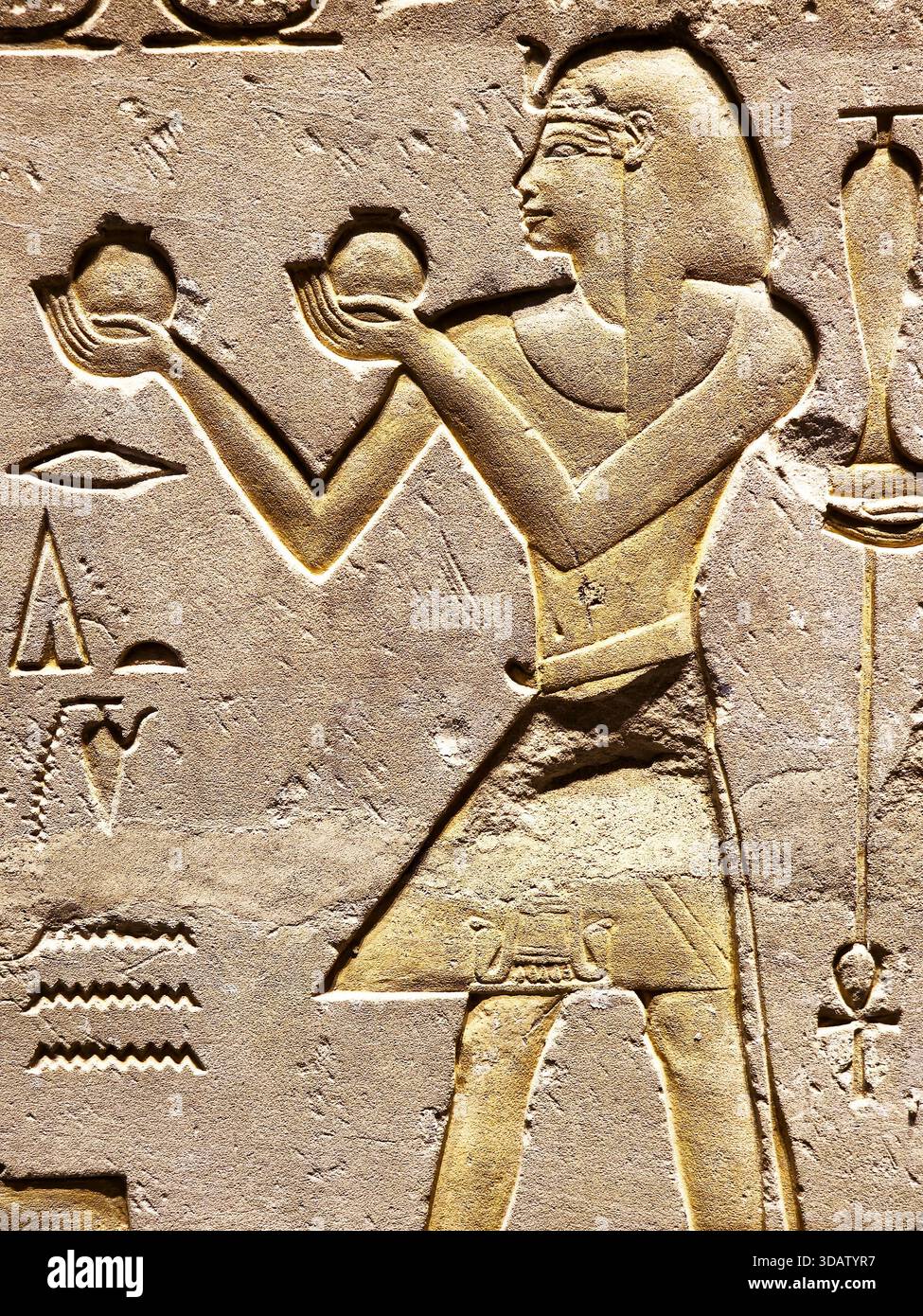Ancient Egyptian hieroglyphic carvings on stela stone tablet wall ...