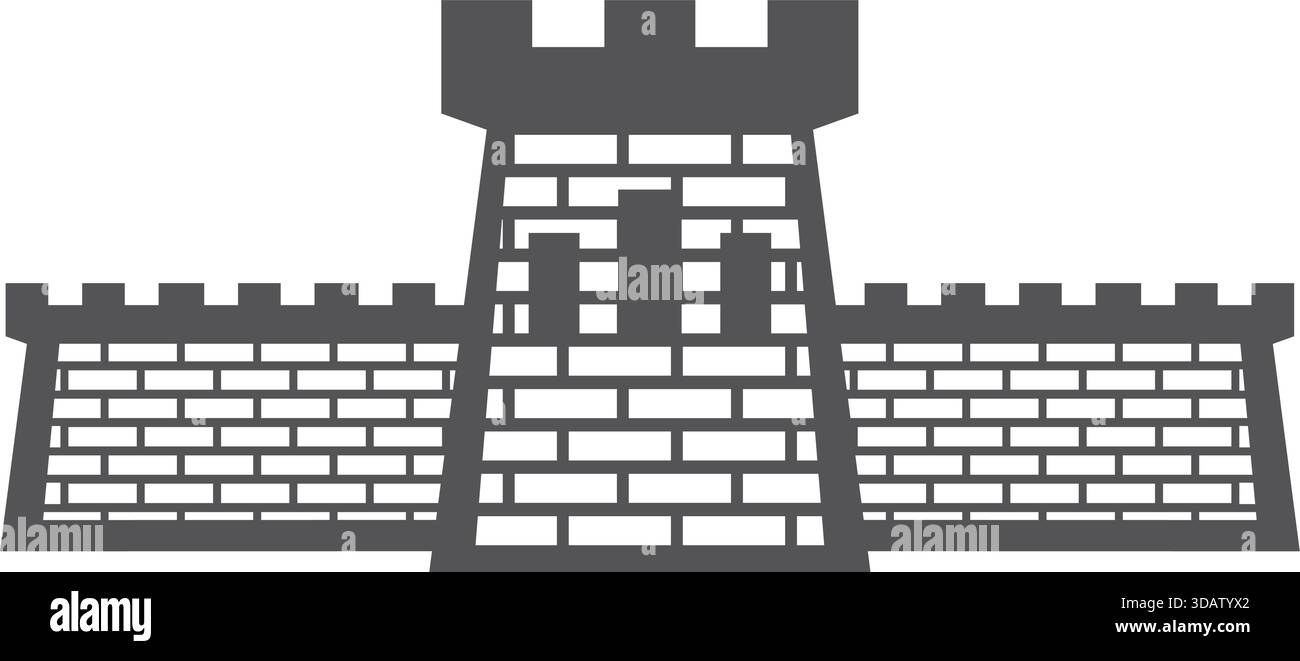 A castle made of bricks with a tall tower. The castle is black and ...