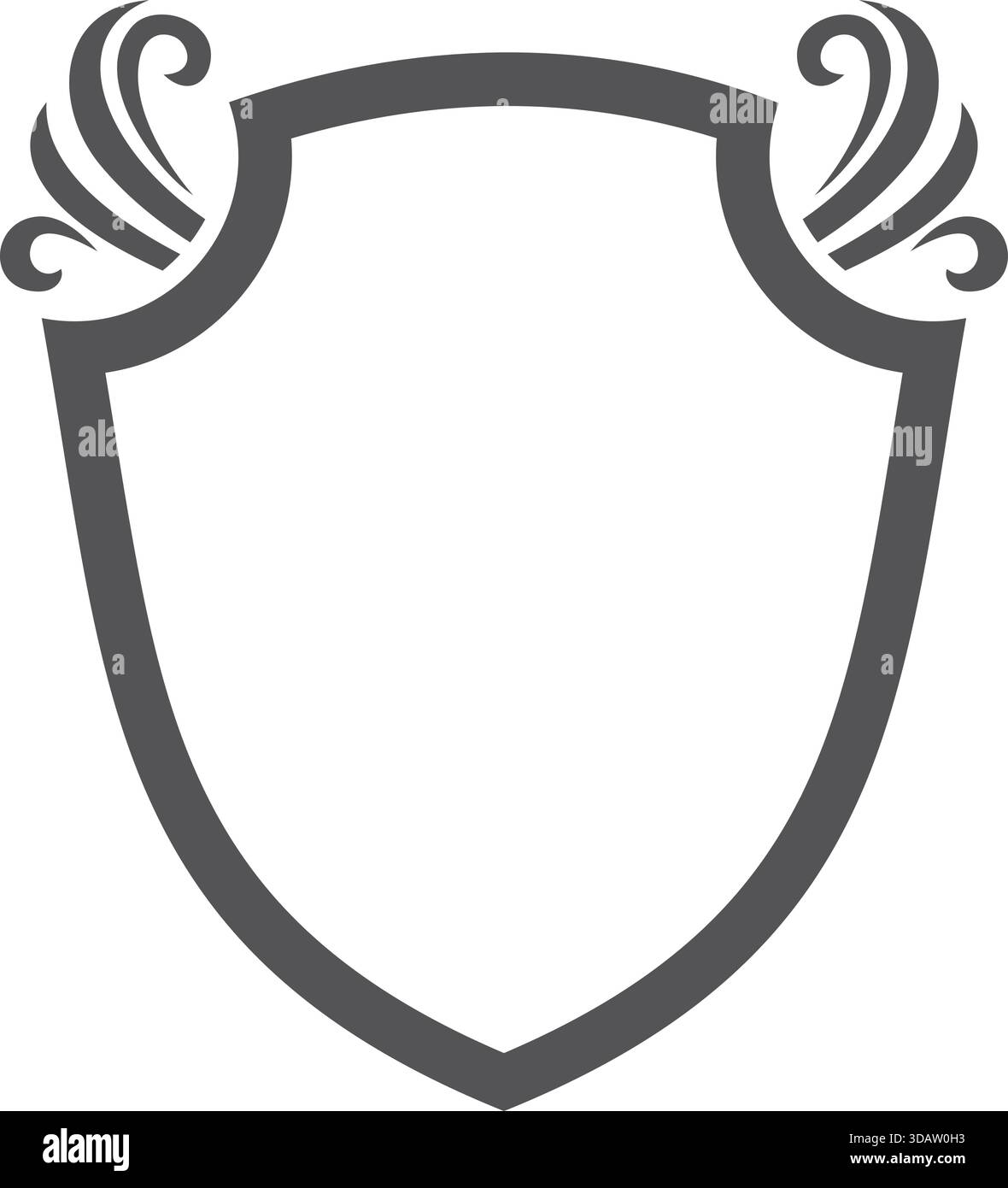 A black shield with a design of wings on it. The shield is white in ...