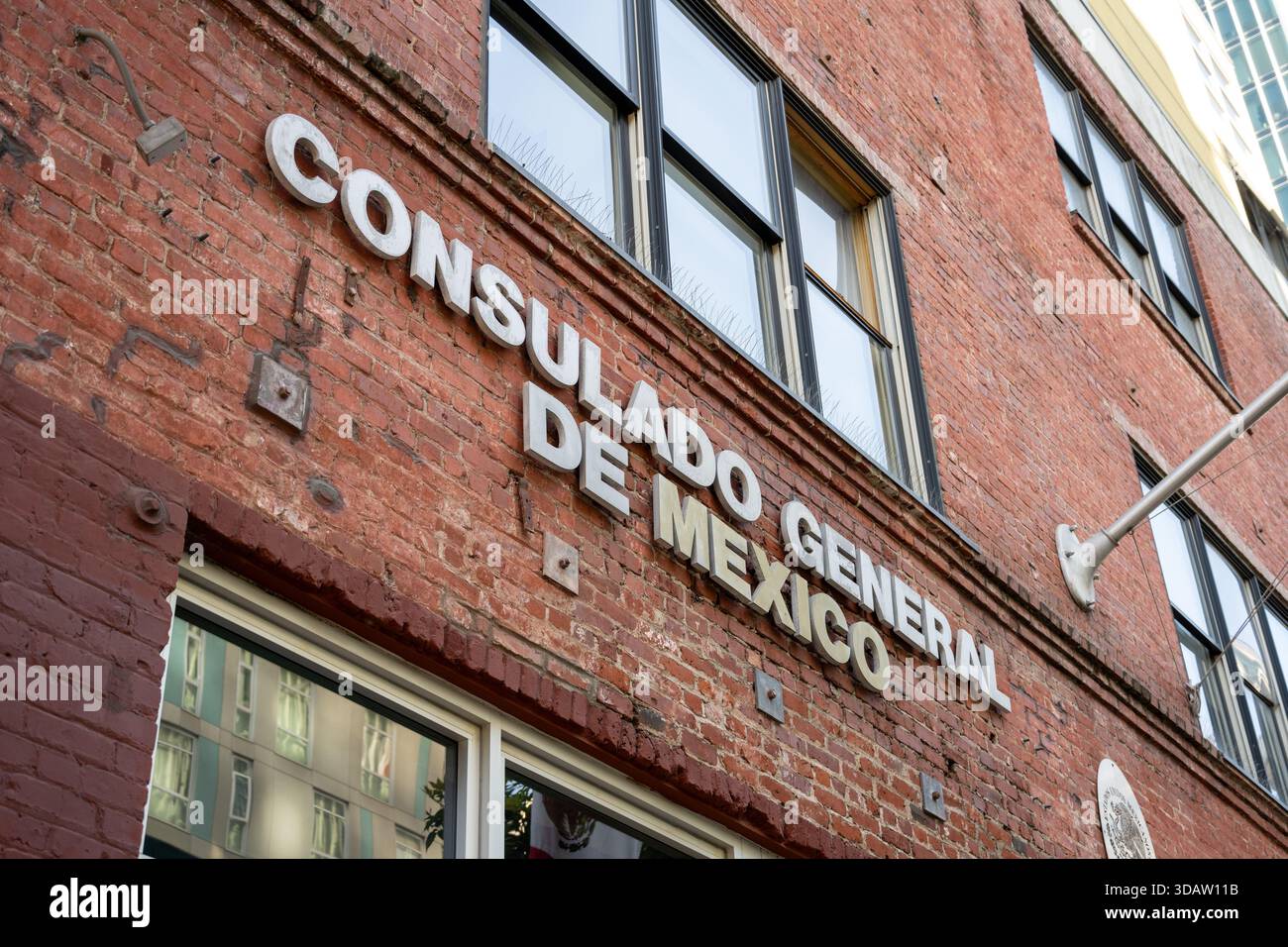 Exterior of Consulado General de Mexico (Mexican Consulate) with white ...