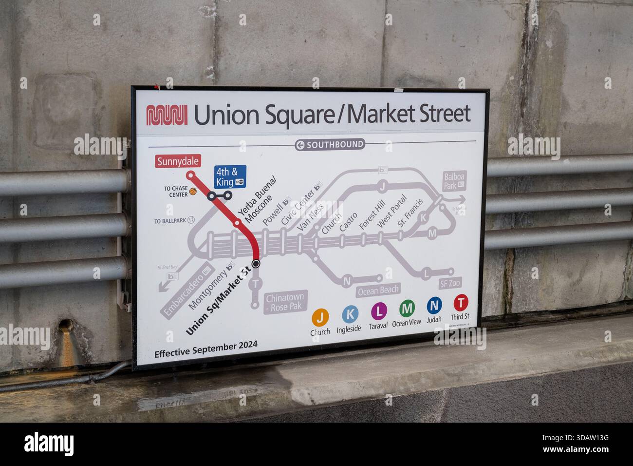 Signage for Union Square/Market Street station of the Central Subway or ...