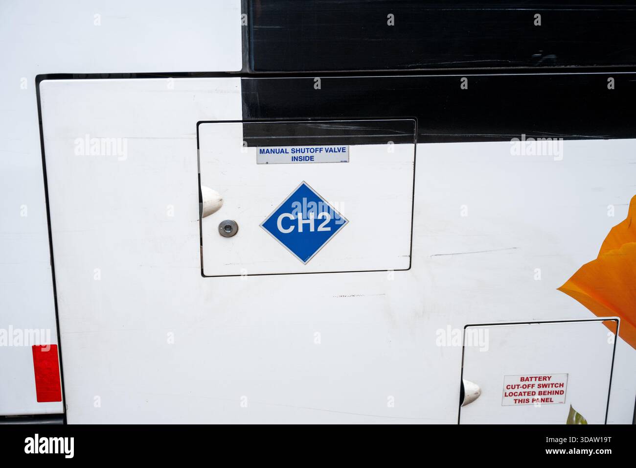 Compressed hydrogen symbol on refueling port of hydrogen fuel cell ...