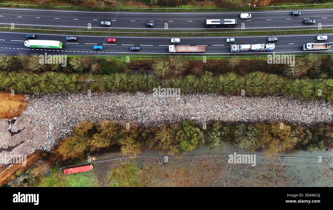 The 150m long mountain of rubbish that has been illegally dumped beside ...