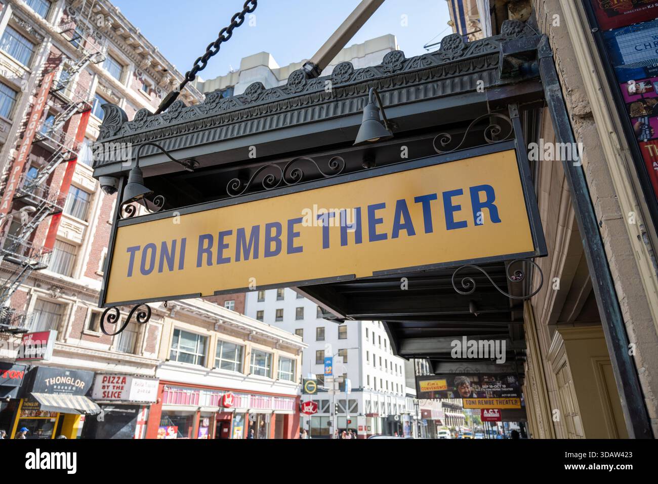 Marquee sign for Toni Rembe Theater above sidewalk in the Union Square ...