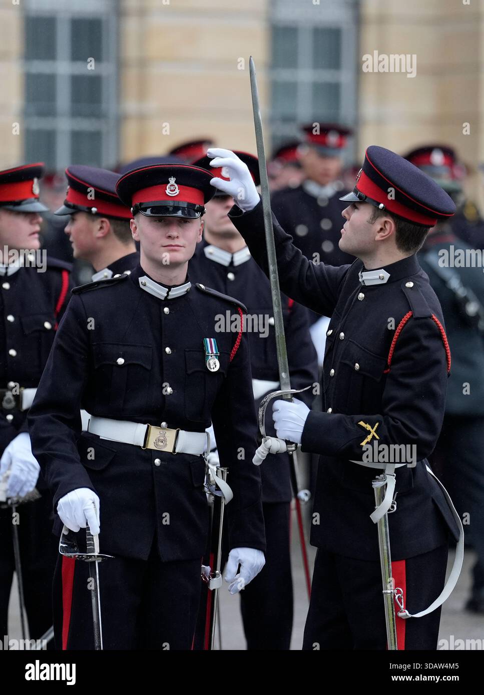 Officer cadets check their uniforms ahead the Sovereign's Parade at the ...
