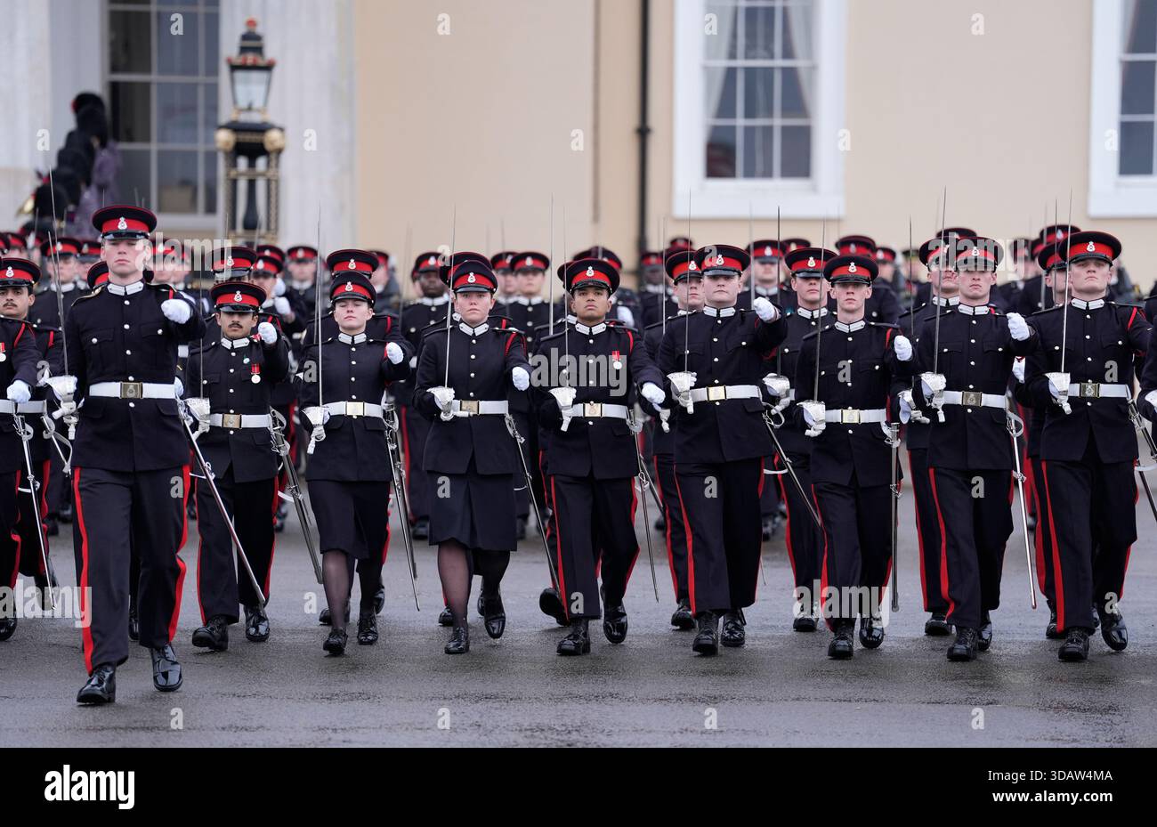 Officer cadets march on the parade ground during the Sovereign's Parade ...