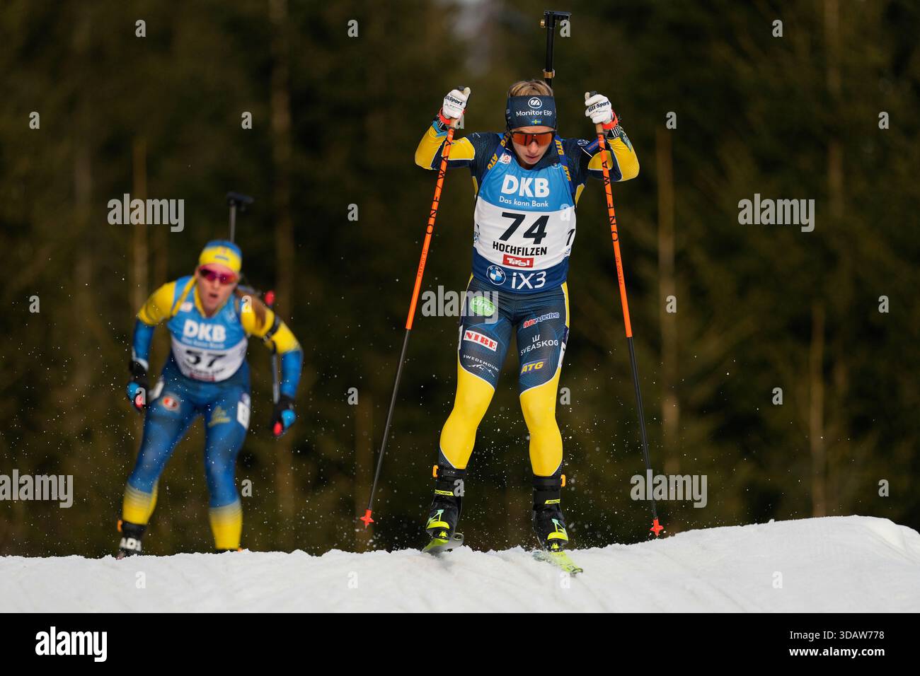 Anna Magnusson of Sweden competes in the women's 7.5 km sprint ...