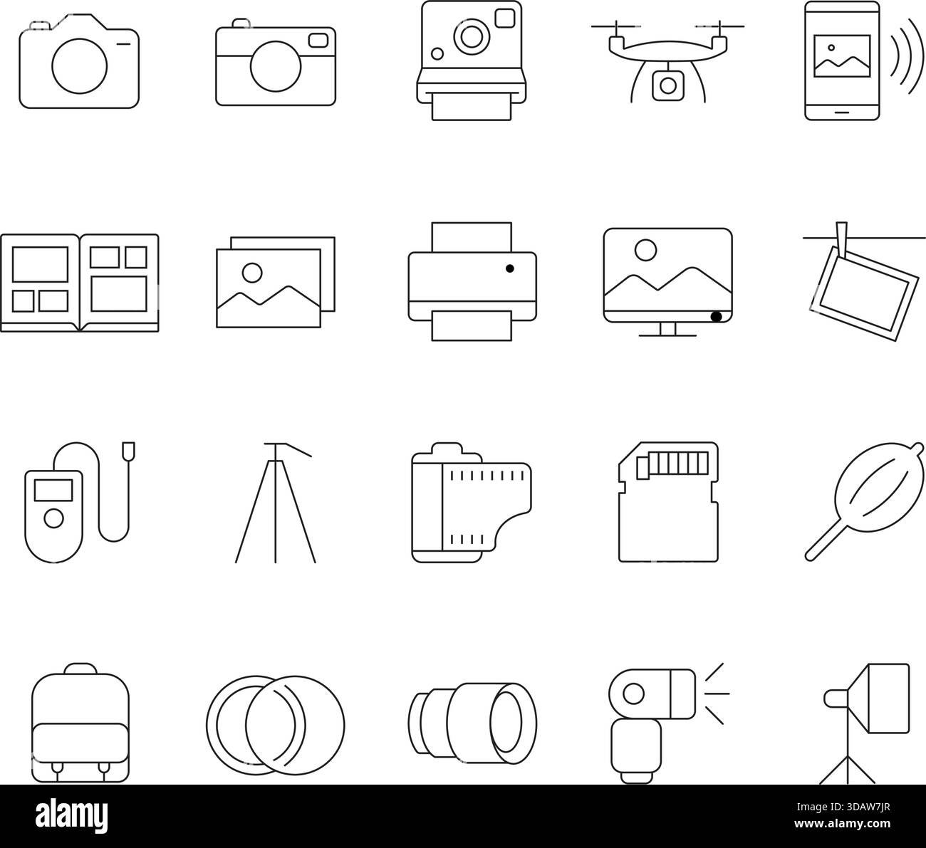 Photography and Photo Studio Thin Line Icons Set. Vector Outline ...