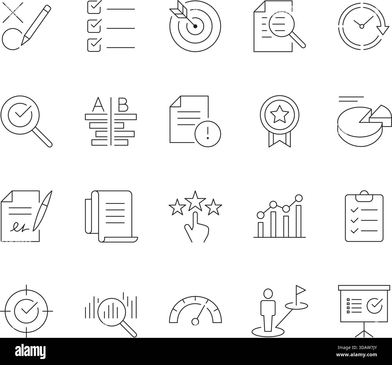 Statistics and Data Analysis Line Icons Set. Vector Outline Symbols for ...