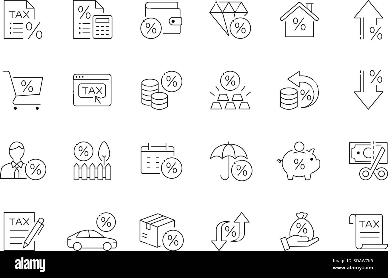 Tax and Accounting Thin Line Icons Set. Vector Outline Symbols for ...