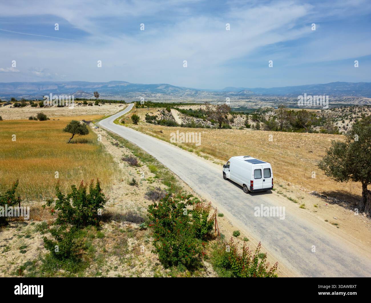Aerial view winding road camper hi-res stock photography and images - Alamy