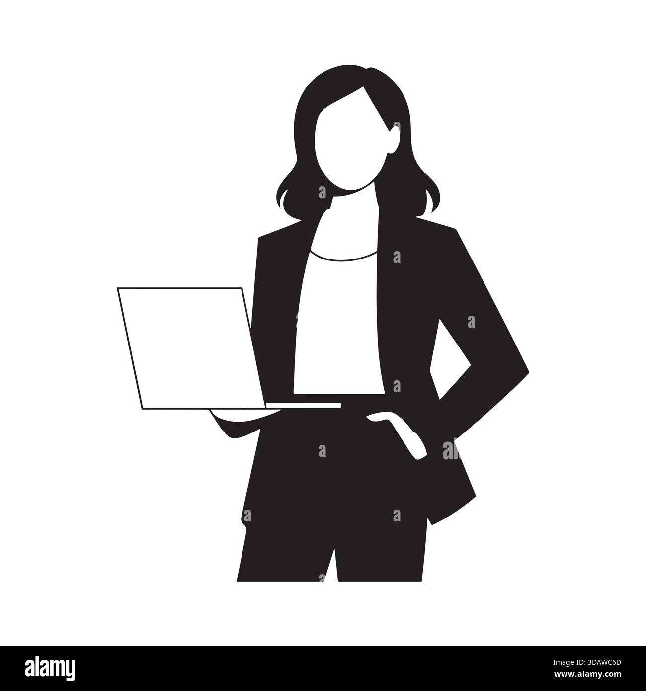 Line drawing laptop computer in Stock Vector Images - Alamy