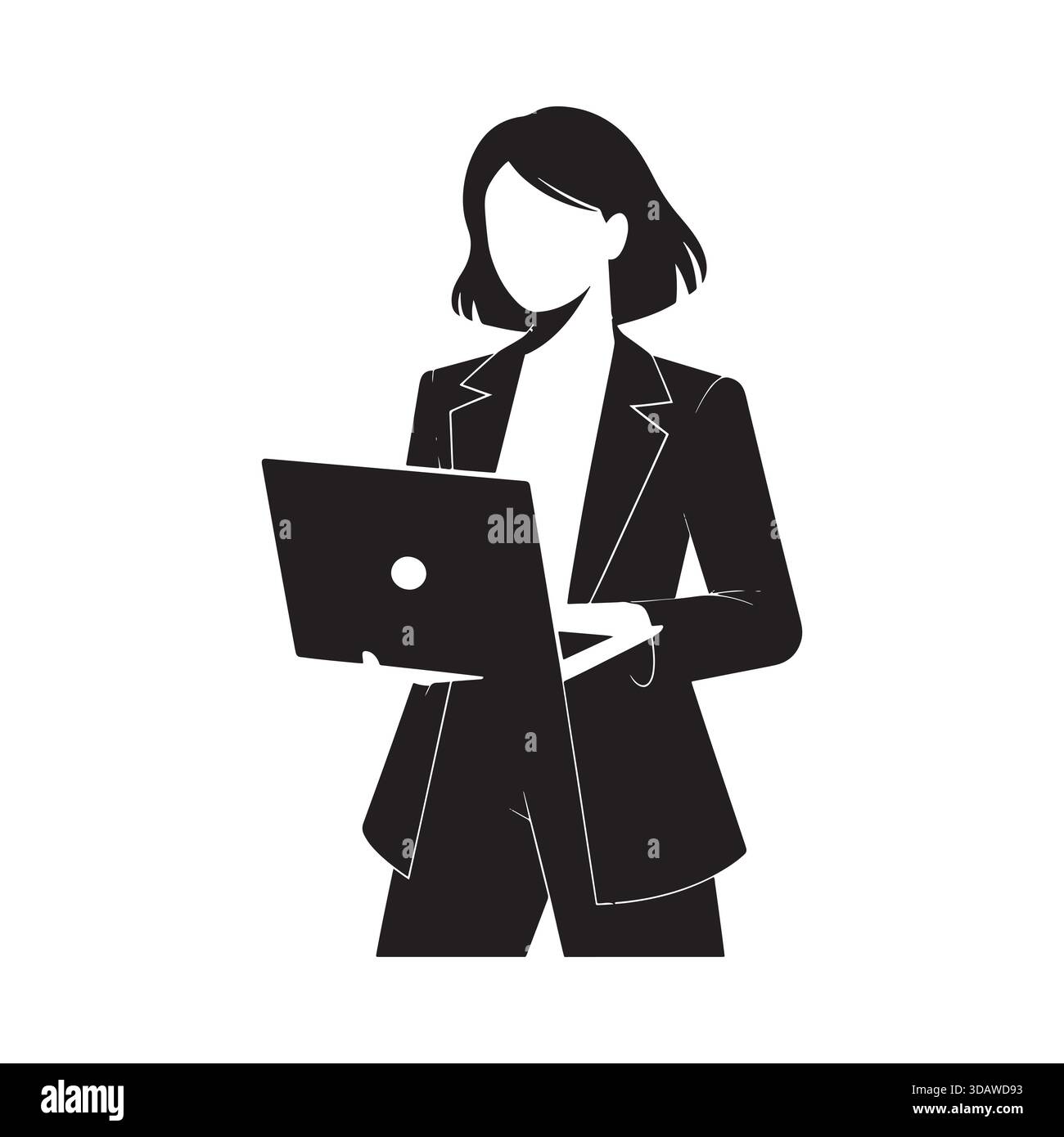 Line drawing laptop computer in Stock Vector Images - Alamy