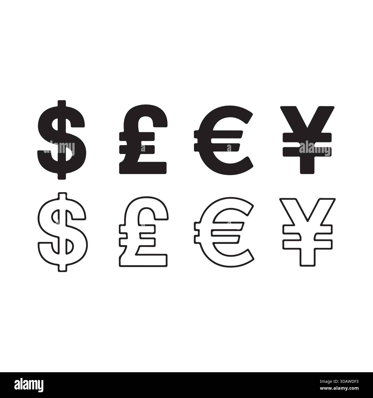 Four major world currency symbols in black and white Stock Vector Image ...