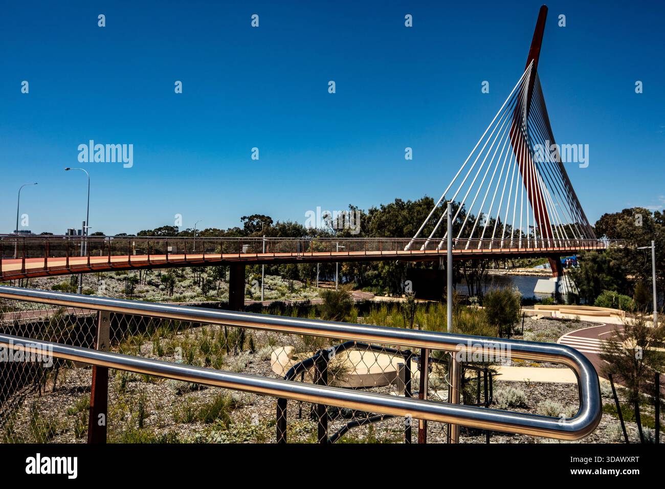 Sunny spring day on the Boorloo Bridge, pedestrian and cycle crossing ...