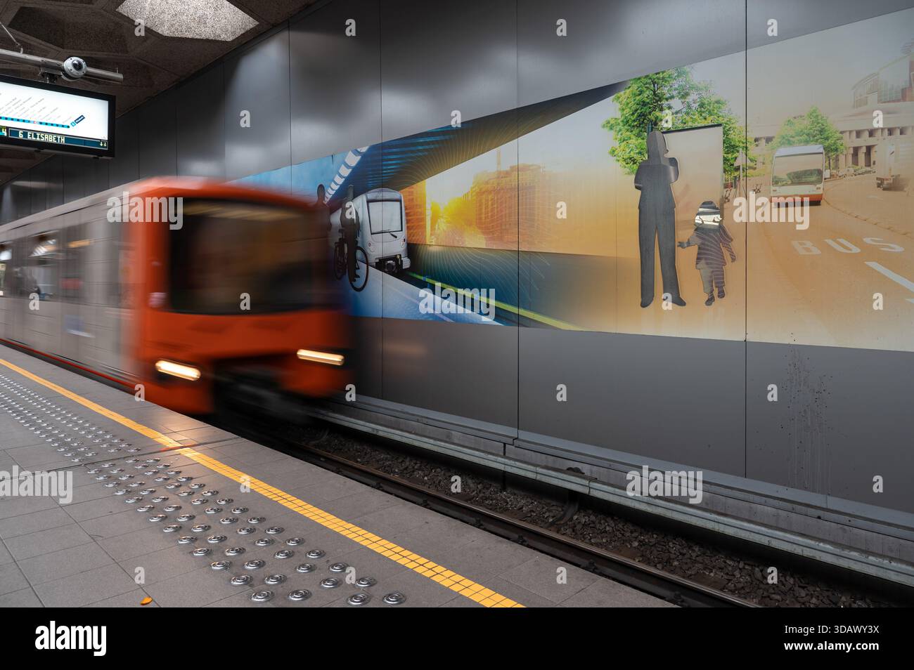 Platform of the Belgica metro local train service, Jette, Brussels ...