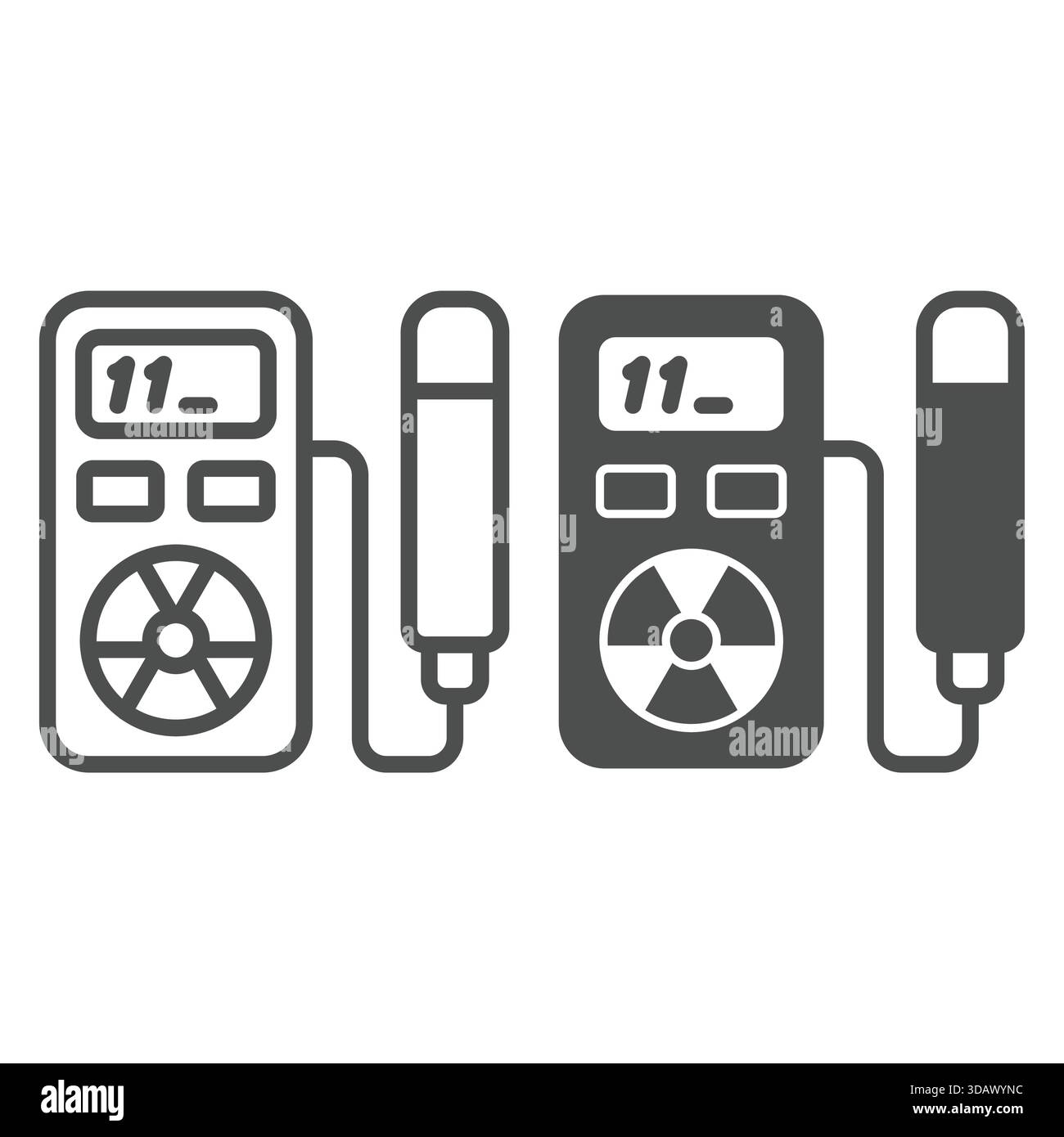 Geiger counter tool line and solid icon, atomic energy concept. Vector ...
