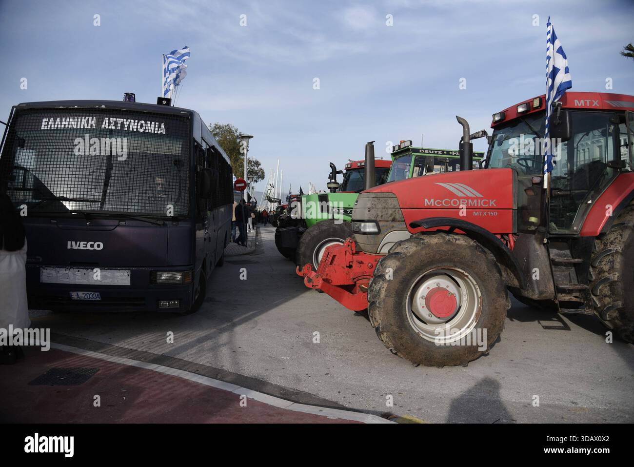 Greece : Farmers and fishermen blockade the port of Volos. Volos ...