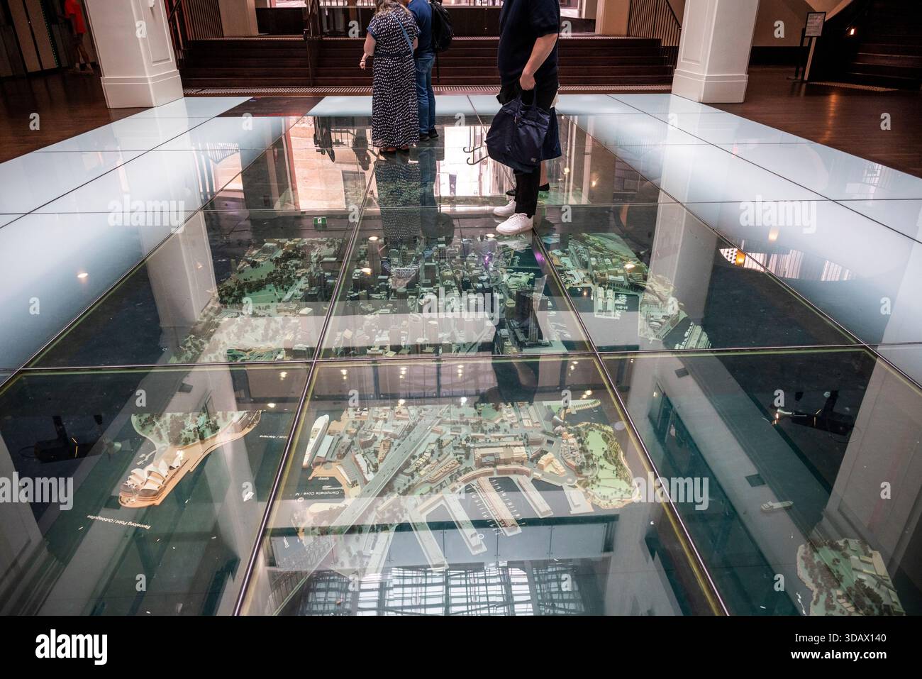Scale model of downtown Sydney. displayed under a glass floor on ground ...