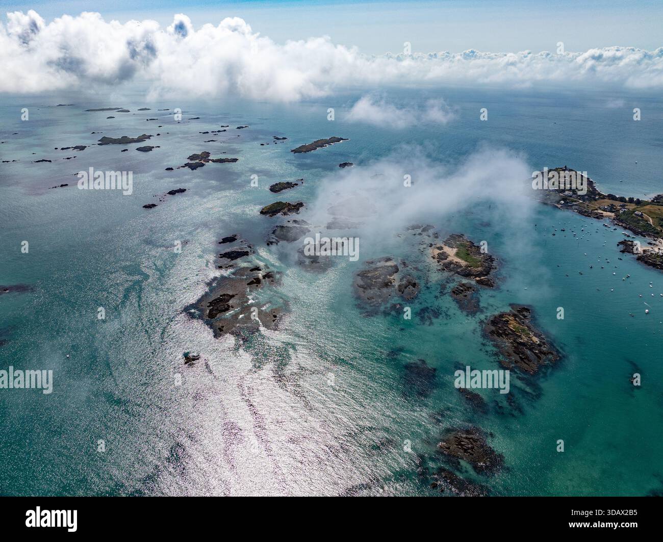 Aerial view of Chausey Island with its historic quarries in the English ...