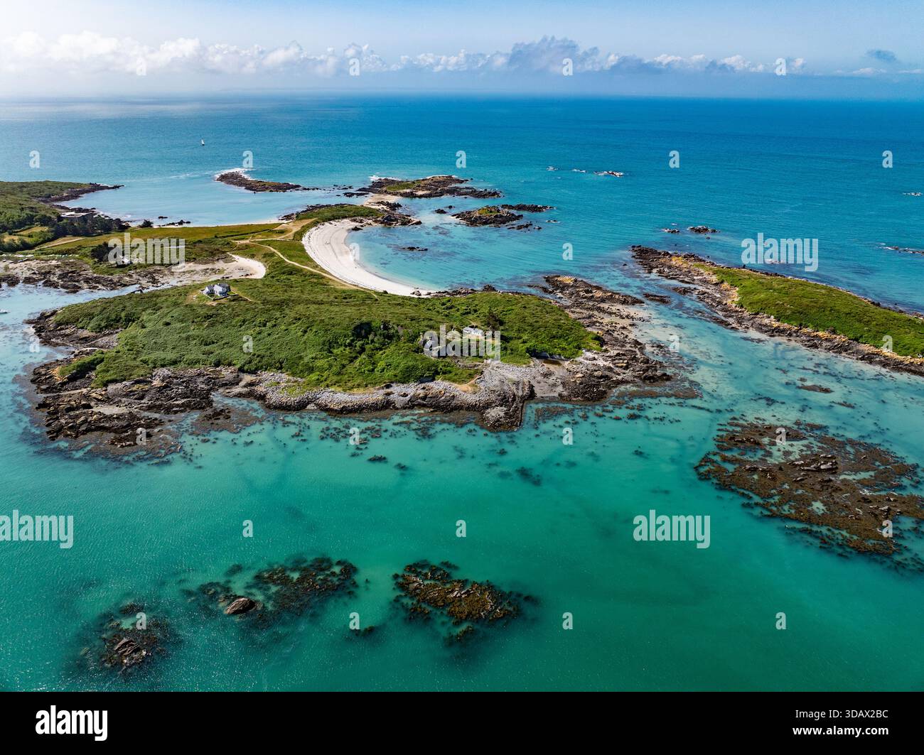 Aerial view of Chausey Island with its historic quarries in the English ...